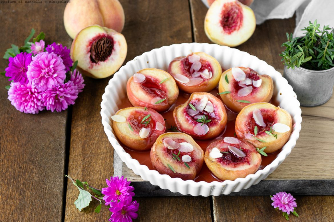 Pesche caramellate al miele e sciroppo d'acero | Profumo di Cannella e ...